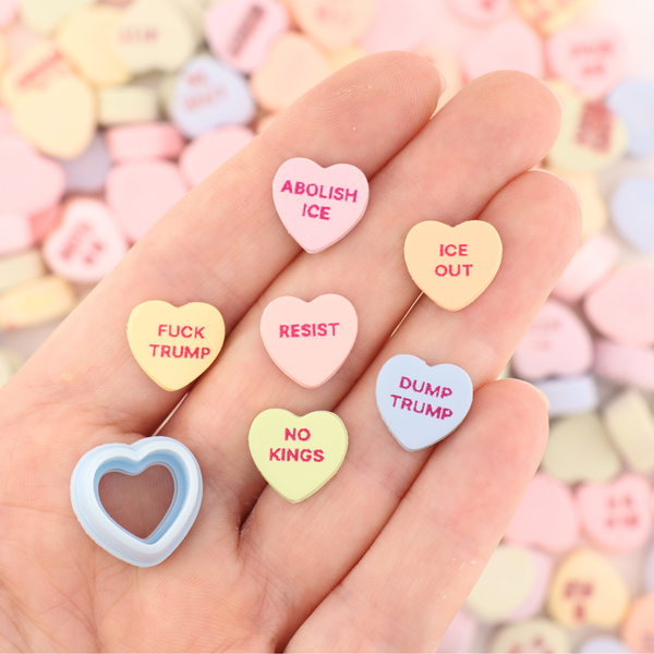 Anti-Fascist Candy Heart Silk Screen for Polymer Clay – The Clay Impress