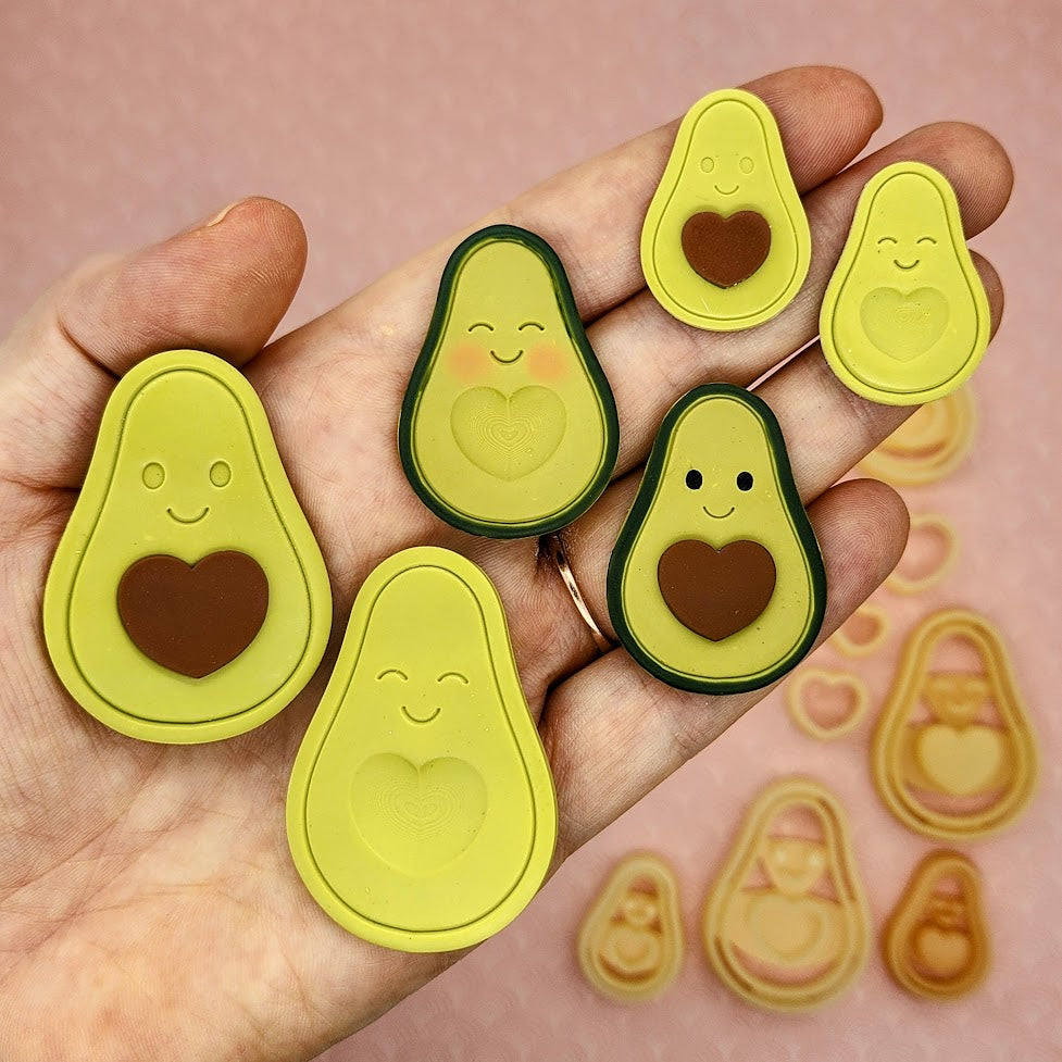 Avocado with Heart-Shaped Pit Polymer Clay Cutter Set – The Clay Impress
