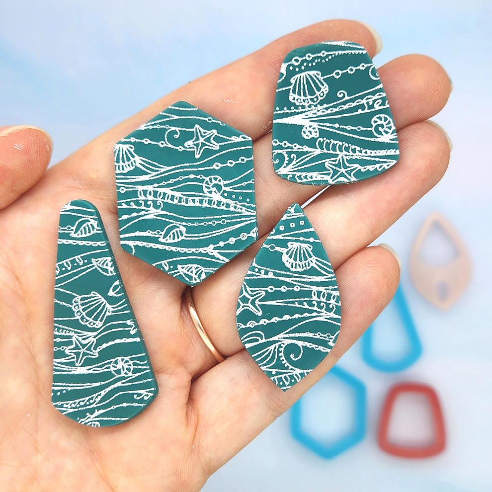 Whimsical Ocean Waves Silk Screen for Polymer Clay – The Clay Impress