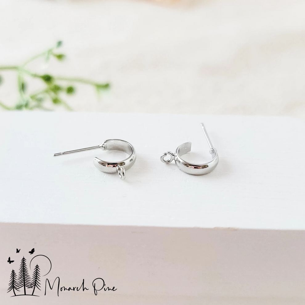 Monarch Pine Silver Surgical Stainless Steel Half Hoop Earring Finding ...