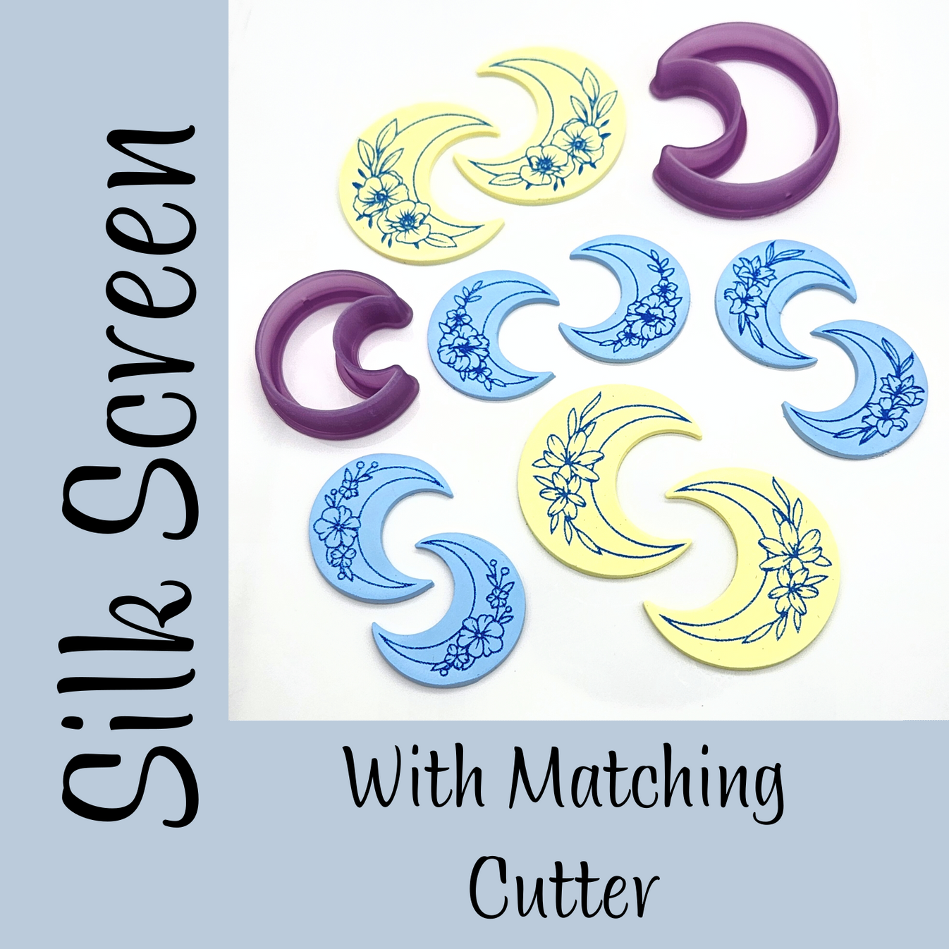 Floral Moon Silk Screens with Matching Cutters for Polymer Clay – The ...