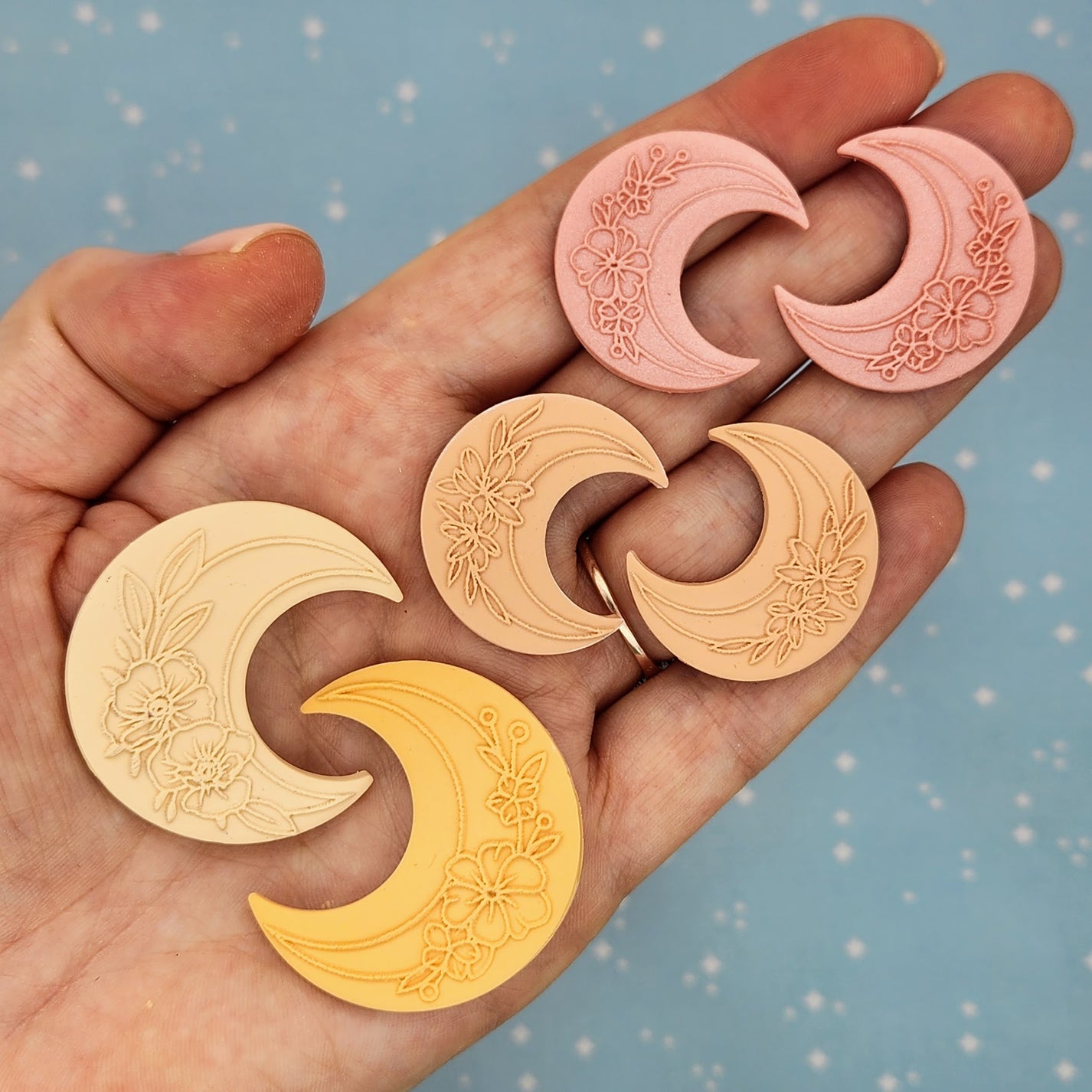 Floral Moons Polymer Clay Texture Sheets – The Clay Impress